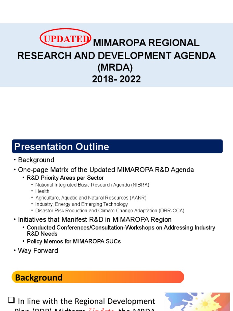Updated: Mimaropa Regional Research and Development Agenda (MRDA) 2018 ...
