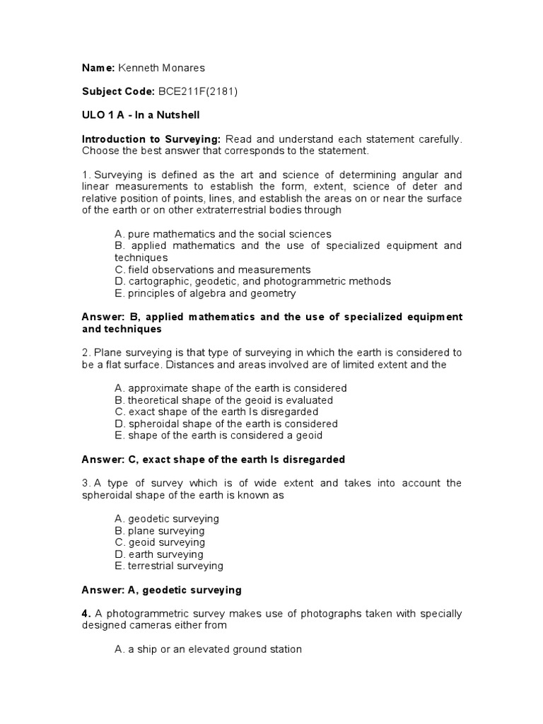 Fundamentals of Surveying | PDF | Surveying | Geodesy