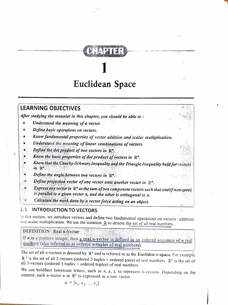 Chapter 1 | Download Free PDF | Vector Space | Euclidean Vector