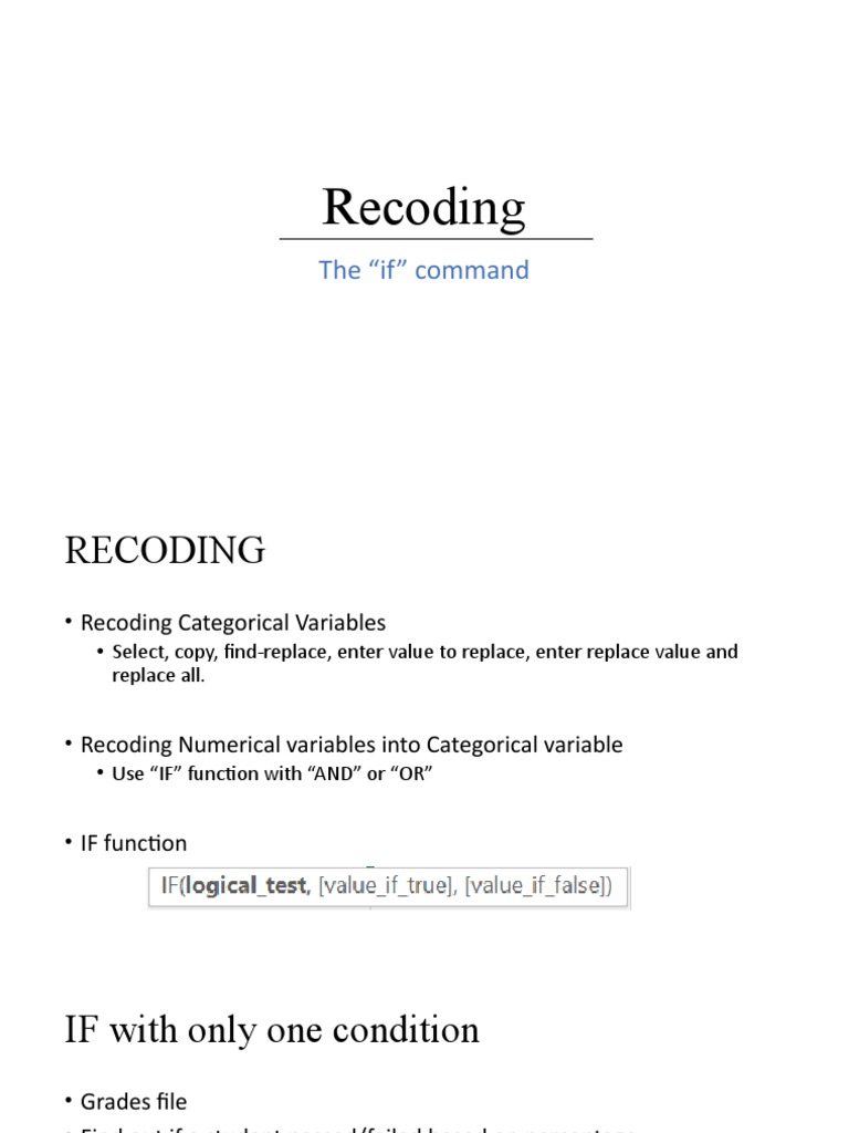 Excel Recoding | PDF