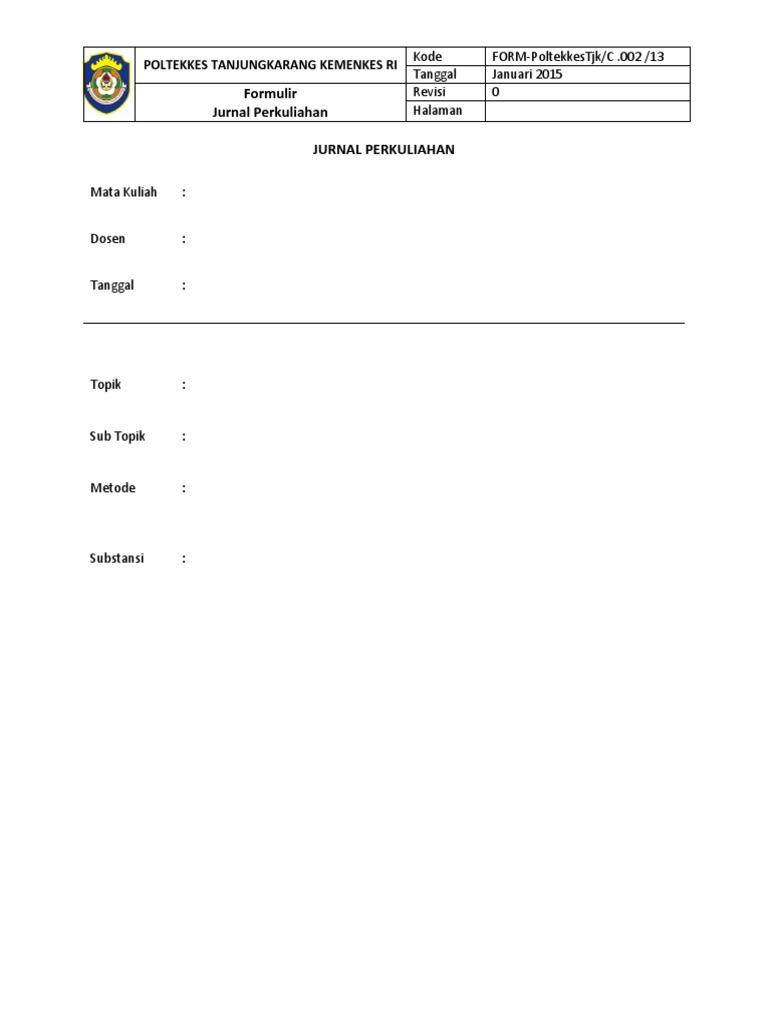Format Jurnal Perkuliahan | PDF
