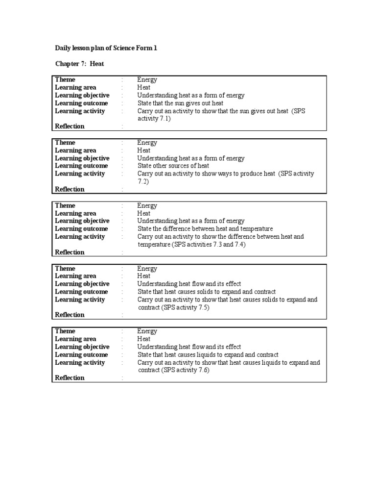 Topic 7 Lesson Plan | PDF | Heat Transfer | Thermal Conduction