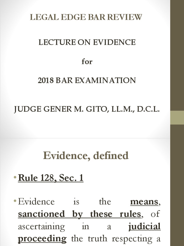 Judge Gito - Lecture On Evidence - Legal Edge | PDF | Burden Of Proof ...