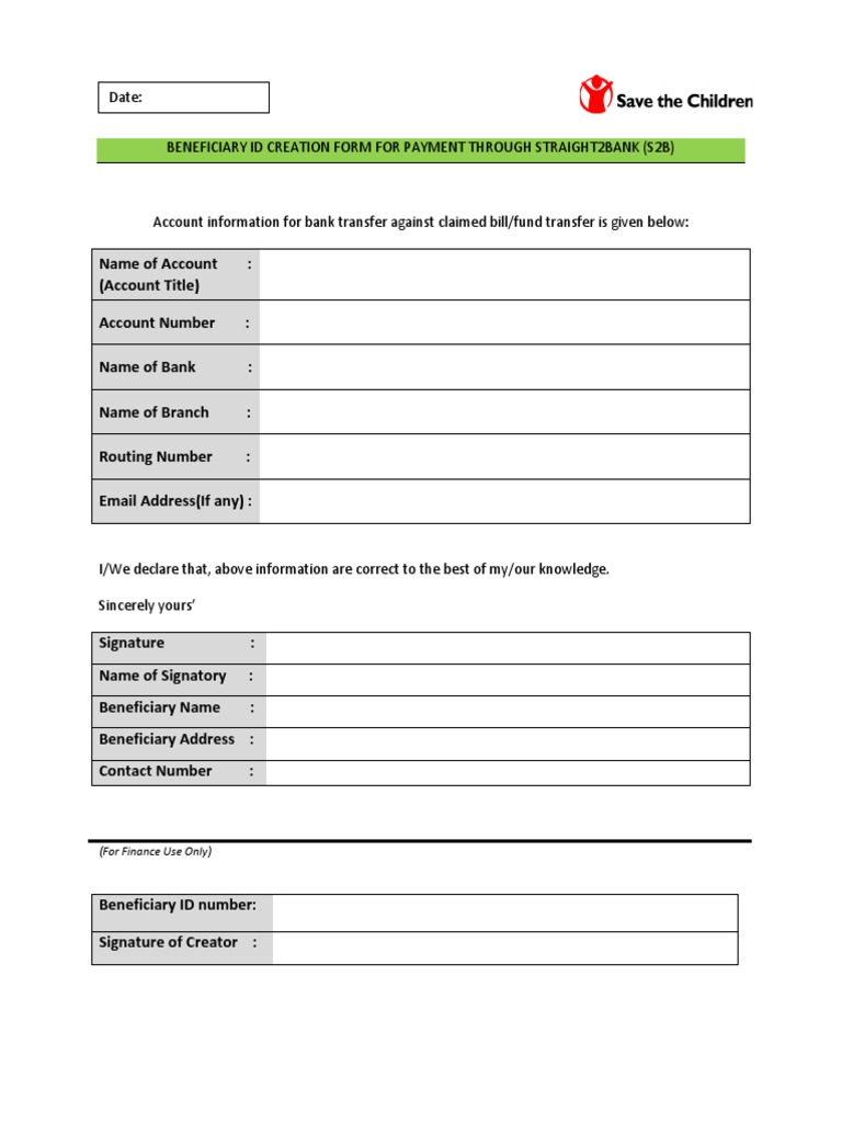 Beneficiary ID Creation Form | PDF