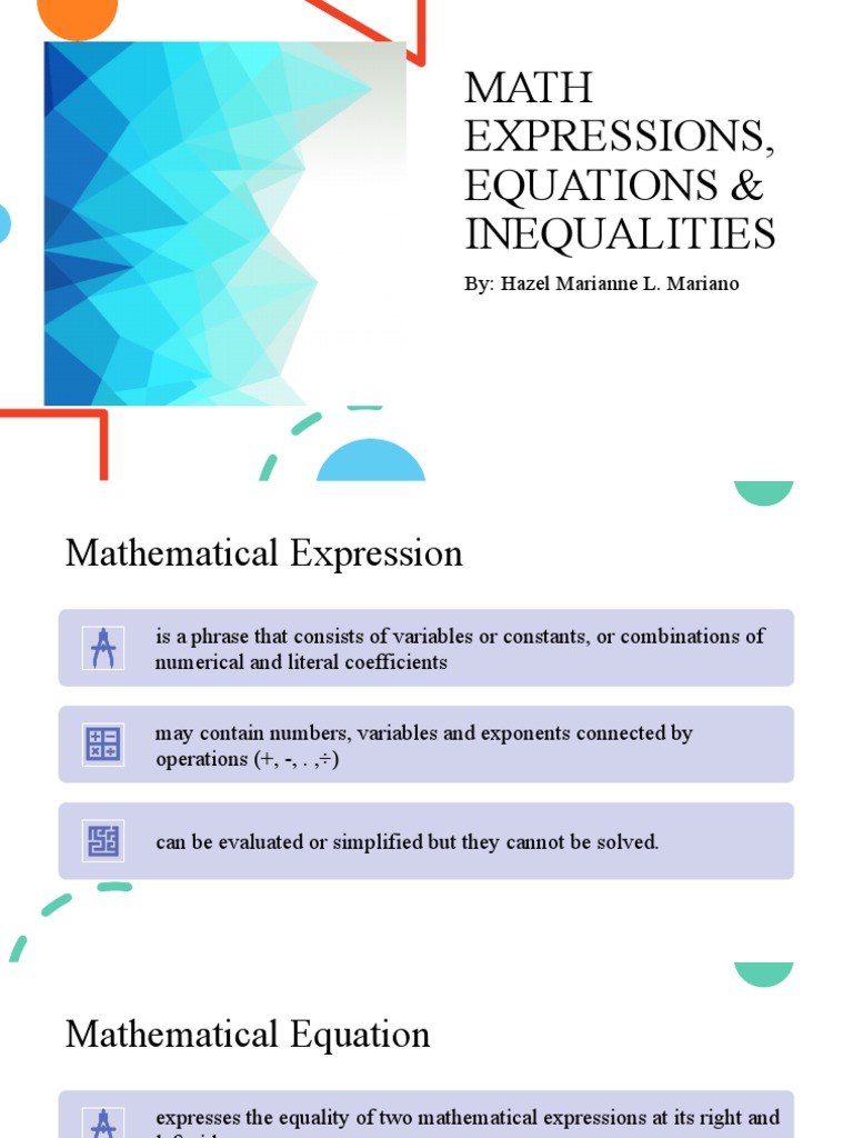 Algebraic Expressions, Equations, Inequalities | PDF | Inequality ...