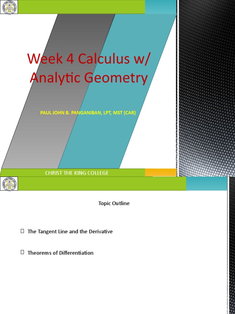 Week 4 Calculus W/ Analytic Geometry: Christ The King College | PDF ...