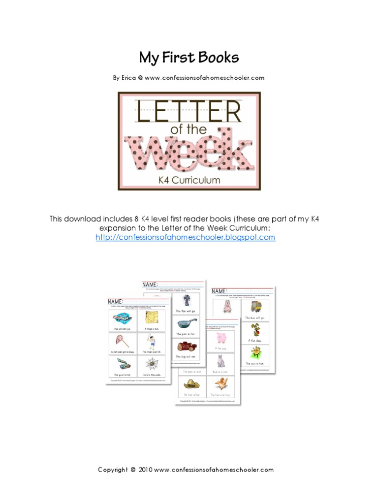 This Download Includes 8 K4 Level First Reader Books (These Are Part of ...