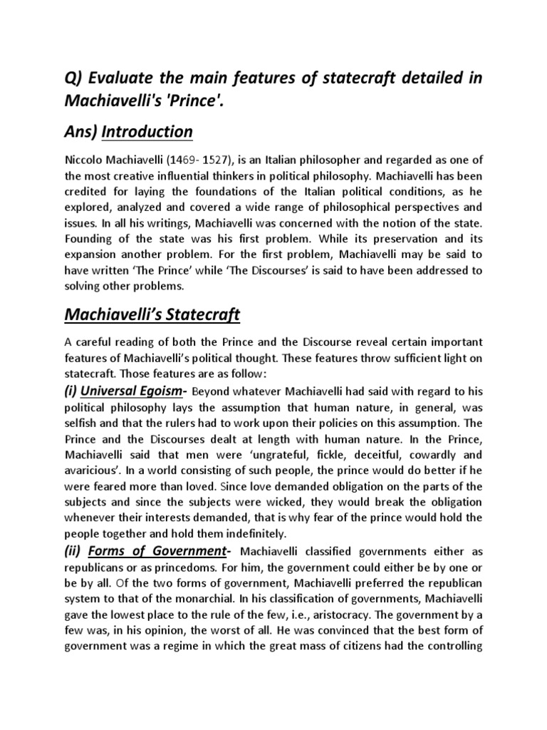 Machiavellis Statecraft PDF | PDF | The Prince | Niccolò Machiavelli