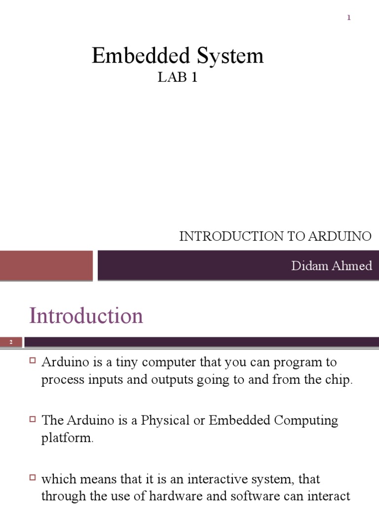 Embedded System: Introduction To Arduino | PDF | Arduino | Computer ...