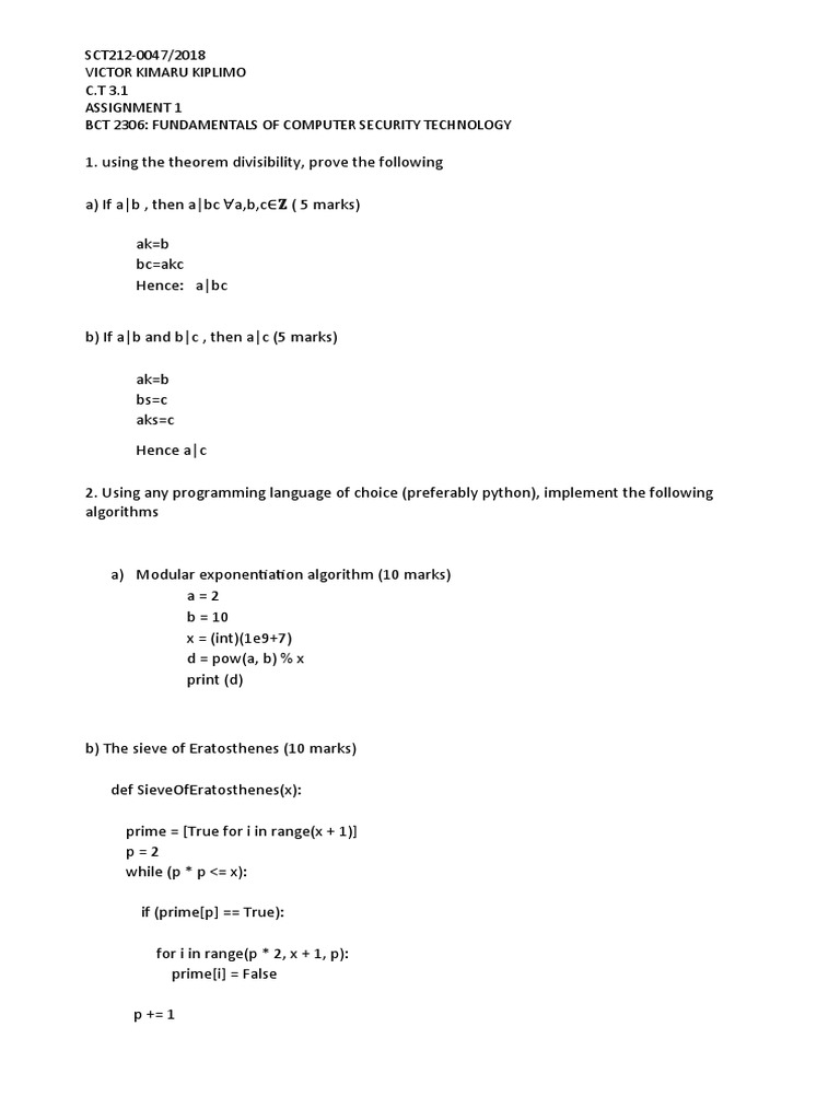 Comp Security Assignment 1 Pdf Algorithms Algorithms And Data Structures