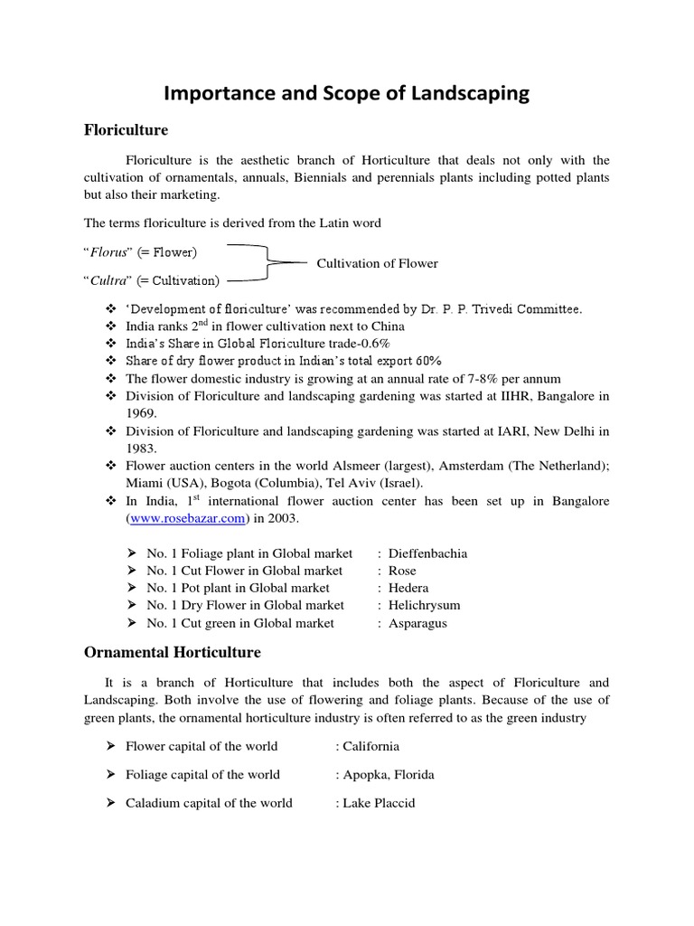 L-1 - Scope and Importance of Landscaping - Edited | PDF | Botany ...