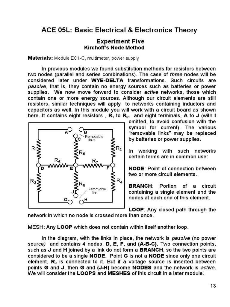 Applying Kirchoff's Node Law: Solving a Circuit Using Nodal Analysis | PDF | Electrical Network ...