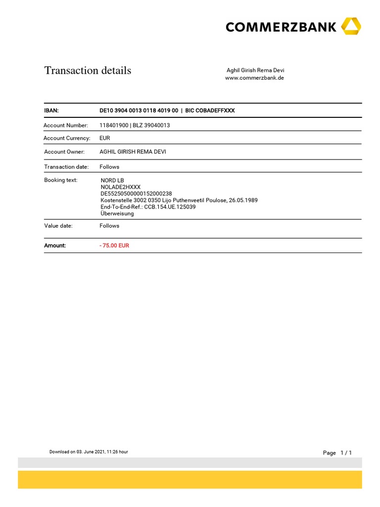 Bank Transaction Summary | PDF