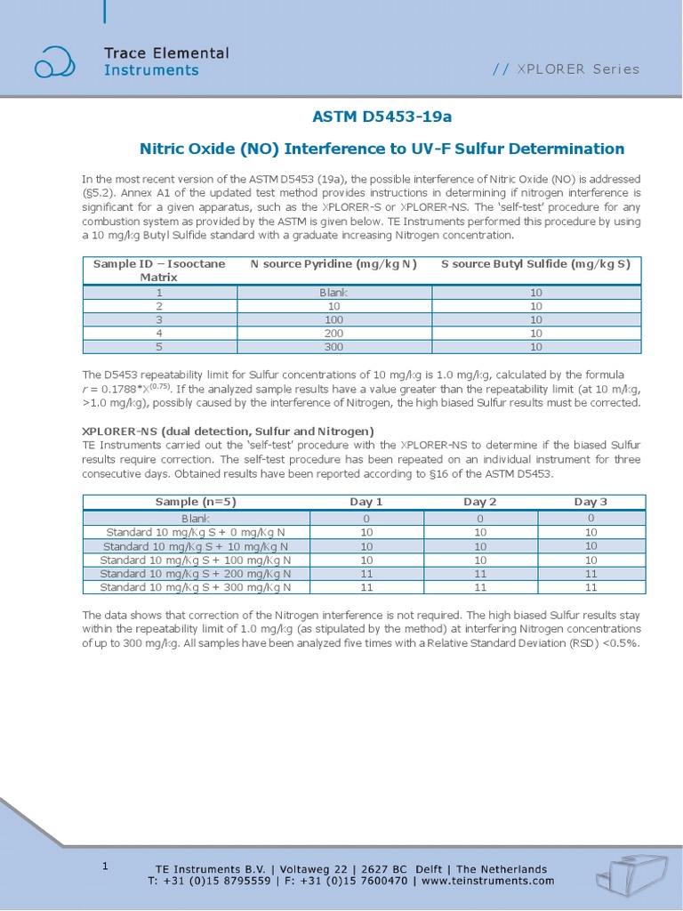 Nitric Oxide Interference in ASTM D5453 | PDF | Nitrogen | Chemistry