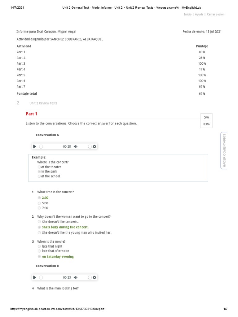 Unit 2 General Test - Modo - Informe - Unit 2 - Unit 2 Review Tests ...
