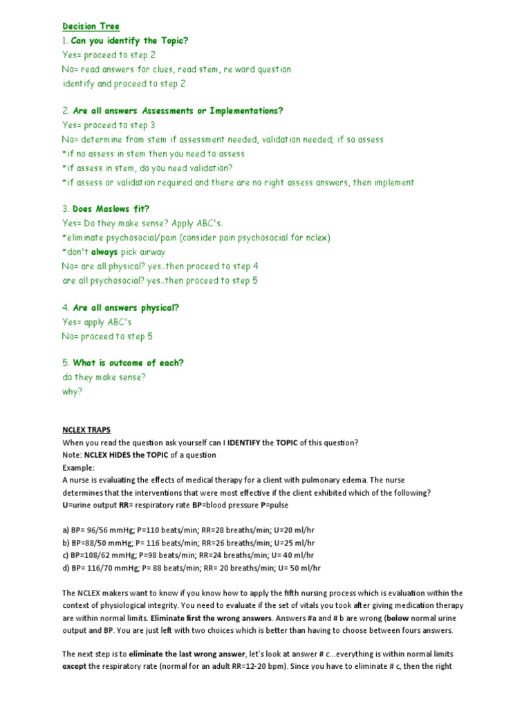 Decision Tree: Nclex Traps | Download Free PDF | National Council ...