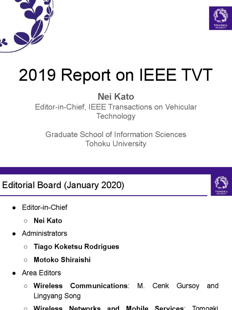 2019 Report On IEEE TVT: Nei Kato | Download grátis PDF | Computing | Publishing