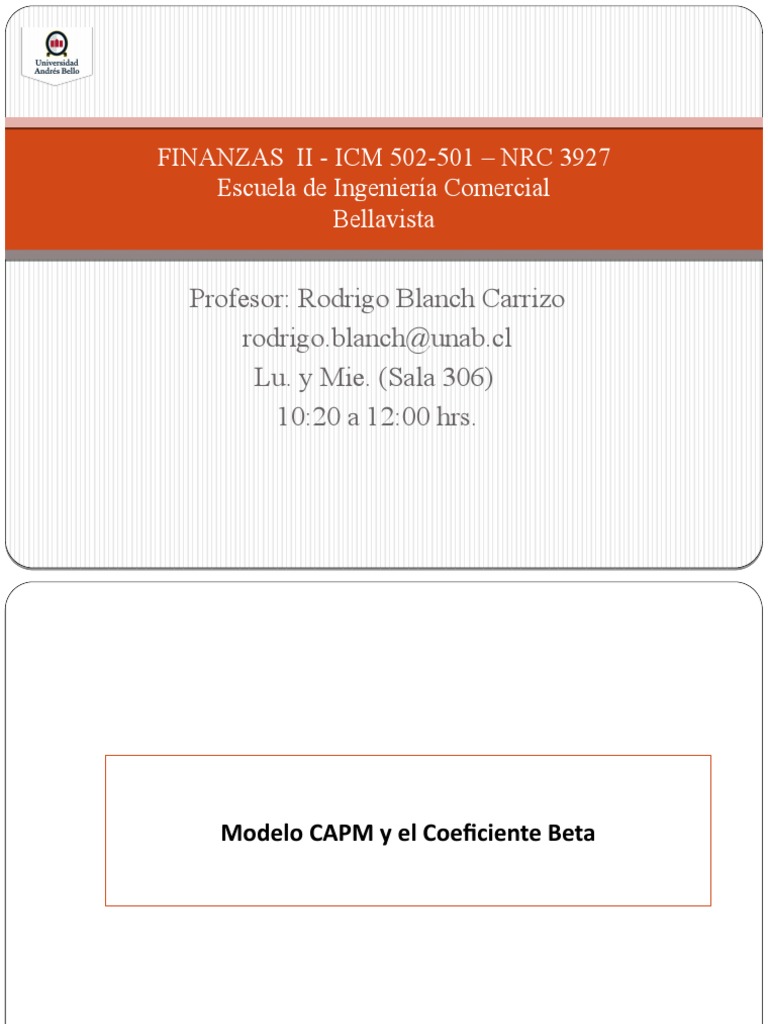 Clase 7 - CAPM y Beta 05-04-2020 | PDF | Modelo de fijación de precios de activos de capital ...