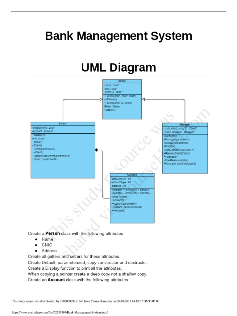 This Study Resource Was: Bank Management System UML Diagram | PDF ...