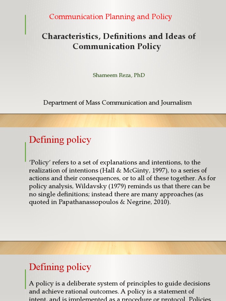 Identifying Characteristics & Defining Communication Policies | PDF ...