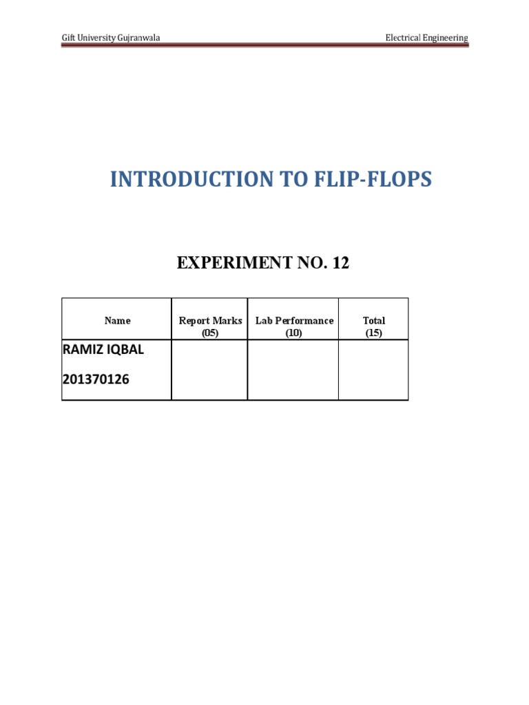 Introduction To Flip-Flops: Experiment No. 12 | PDF | Electronic ...
