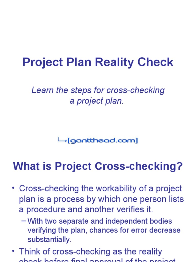 Project Plan Reality Check: Learn The Steps For Cross-Checking A ...