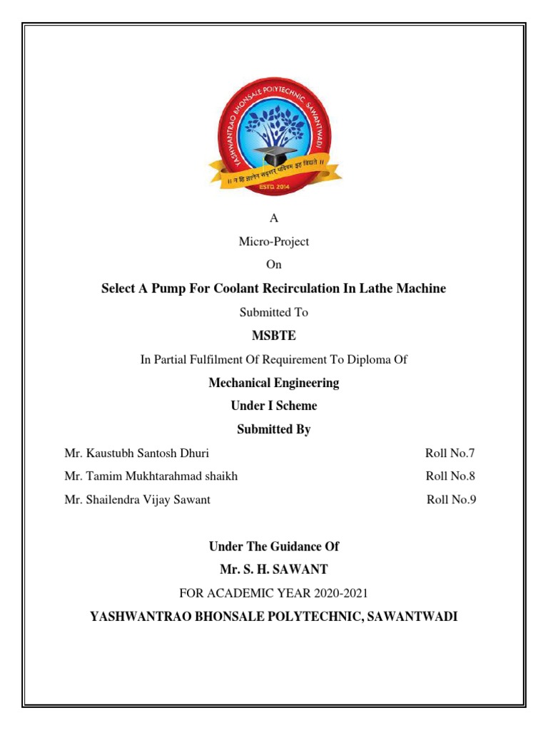 FMM Microproject | PDF | Pump | Civil Engineering