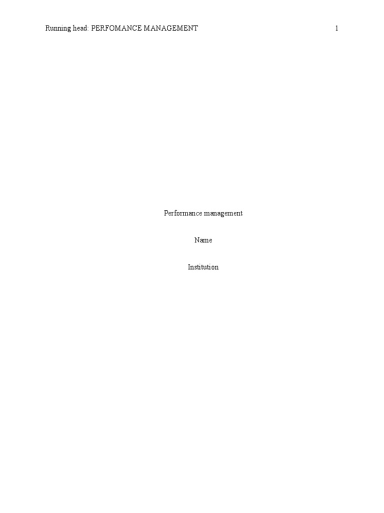 Running Head: Perfomance Management 1 | PDF