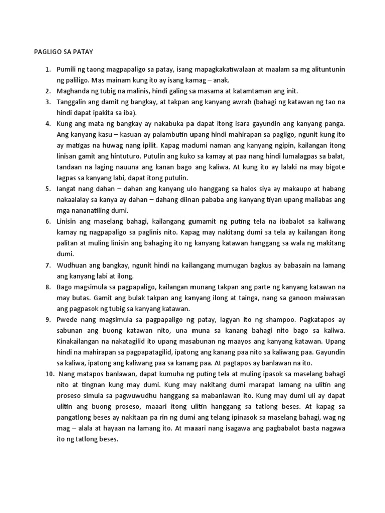 Pagligo at Pagbalot | PDF
