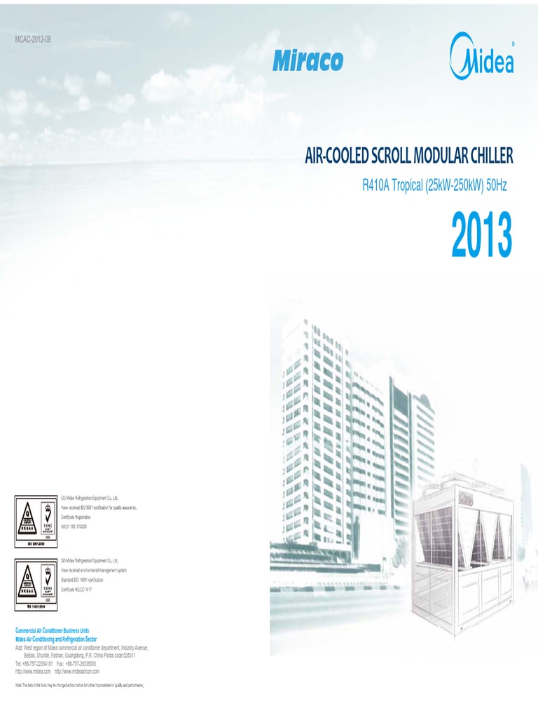 Midea Air-Cooled Modular Chiller Guide | PDF | Heat Exchanger | Pipe ...