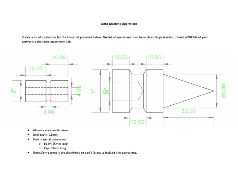 Lathe Machine Operations Assignment | PDF
