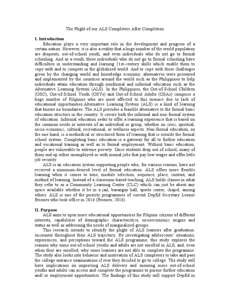 Challenges Faced by ALS Graduates | PDF | Learning | Employment