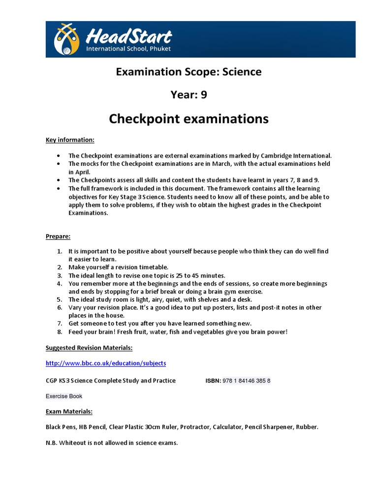 Year 9 Science Checkpoint Exam Guide | PDF | Chemical Reactions | Gases