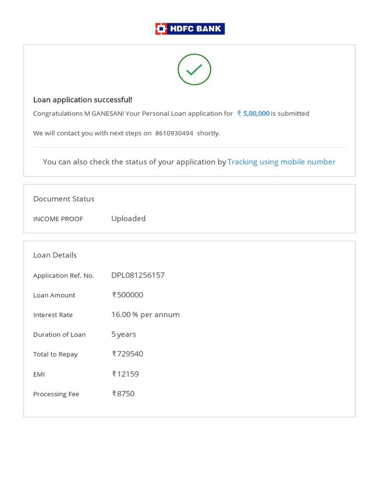 HDFC Loan Application | PDF