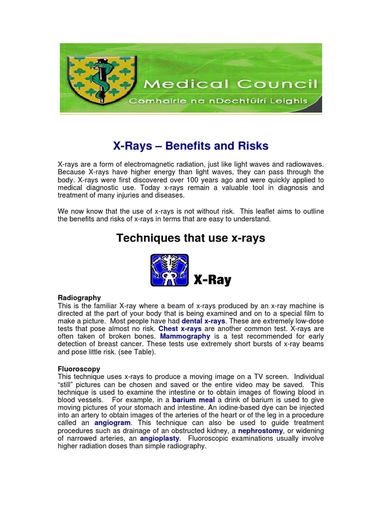 X Rays Benefits and Risks | PDF | X Ray | Ct Scan