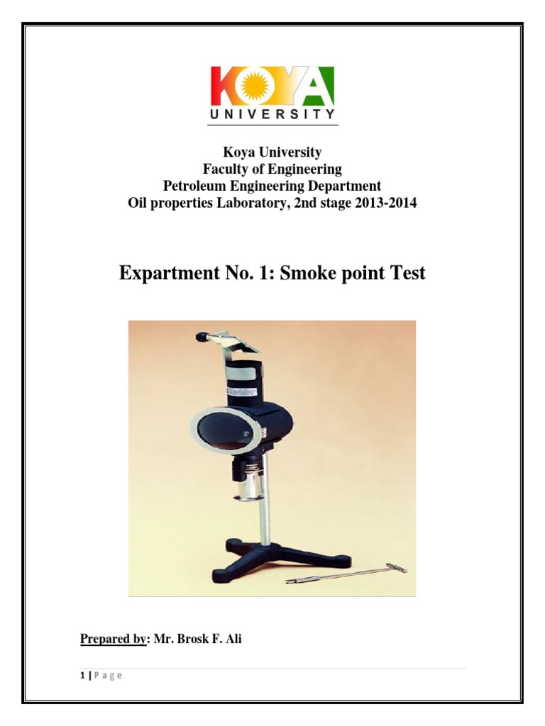 Expartment No. 1: Smoke Point Test | PDF | Smoke | Fuels