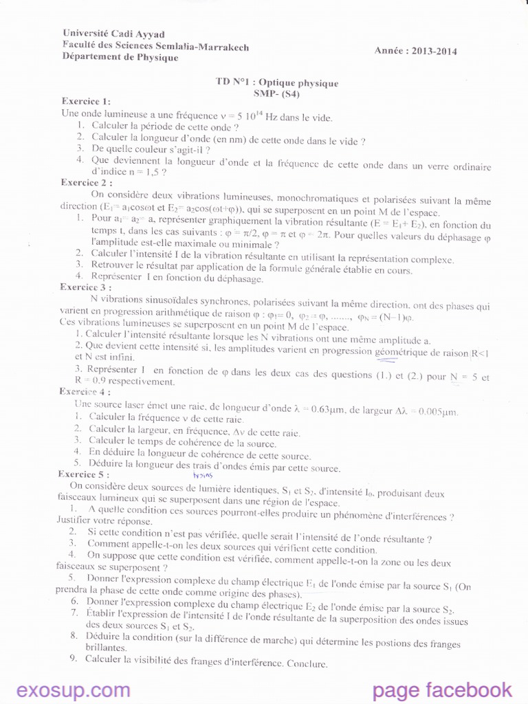 TD 1 Optique | PDF | La nature | Philosophie naturelle