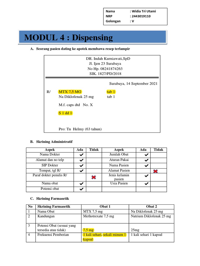 V - Widia Tri Utami - 2443019110 - Dispensing | PDF