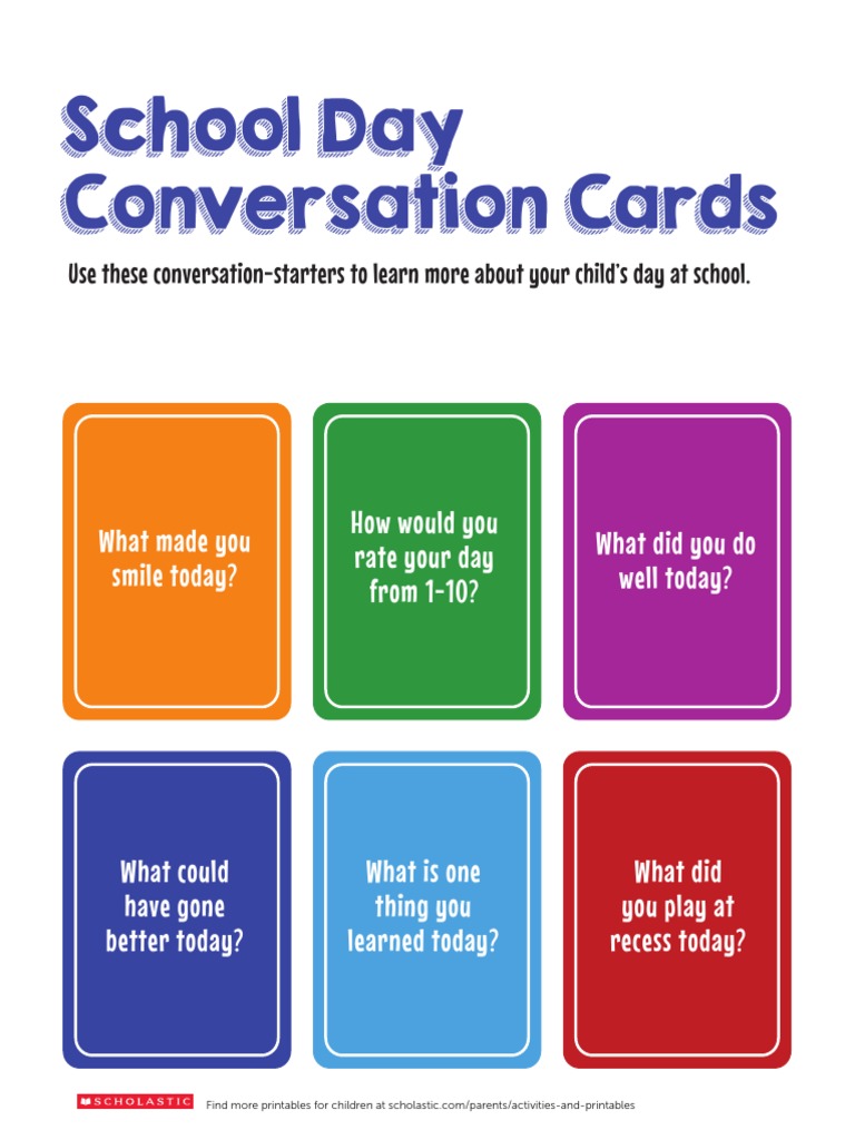 School Day Chat Starters for Parents | PDF
