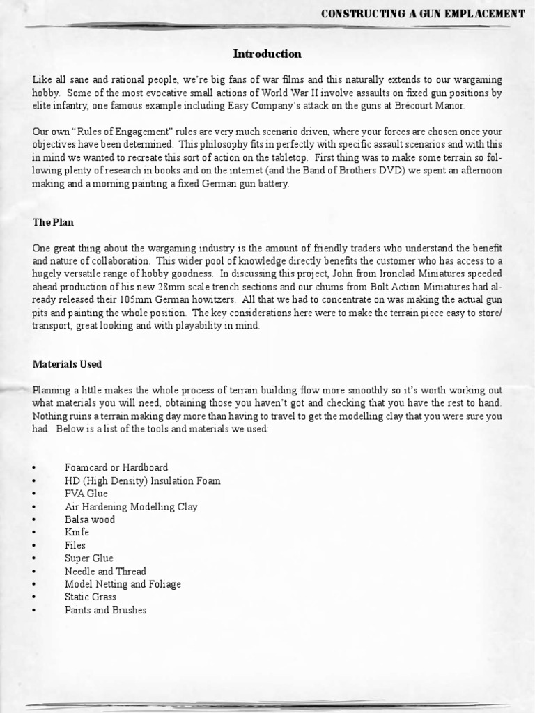Constructing A Gun Emplacement | PDF | Trench Warfare | Artillery Battery