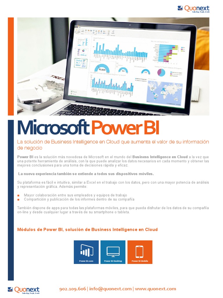 Microsoft Power BI Folleto Quonext | PDF | Microsoft | Inteligencia de ...