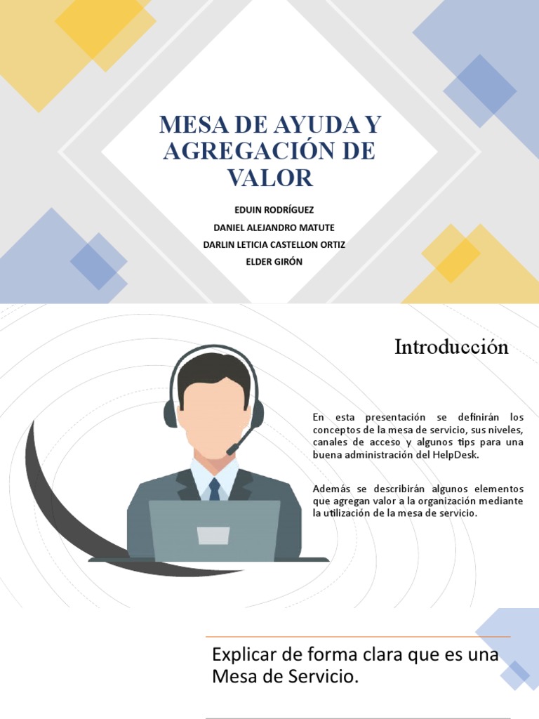 Presentación Mesa de Ayuda | PDF | Itil | Mesa de ayuda