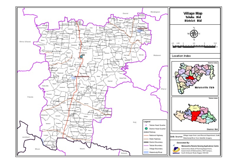 Village Map: Taluka: Bid District: Bid | PDF | Imaging | Remote Sensing
