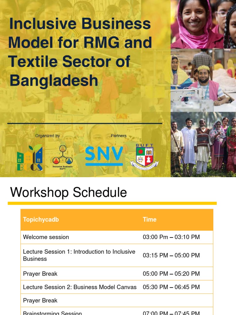 Inclusive Business Workshop Agenda | PDF | Market (Economics) | Innovation