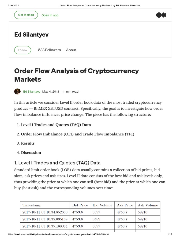 Crypto Order Flow Imbalance Analysis | PDF | Order (Exchange) | Market ...
