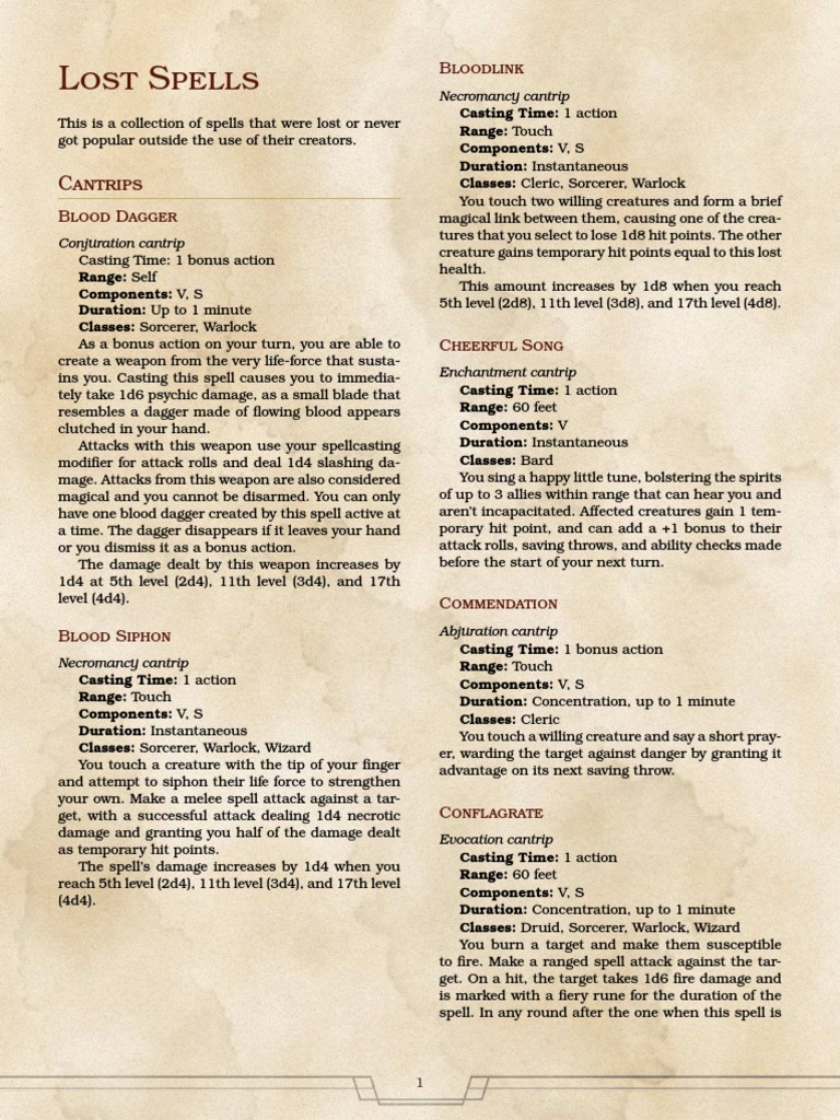 Lost Spells | PDF | Dungeons & Dragons | Fantasy Role Playing Games