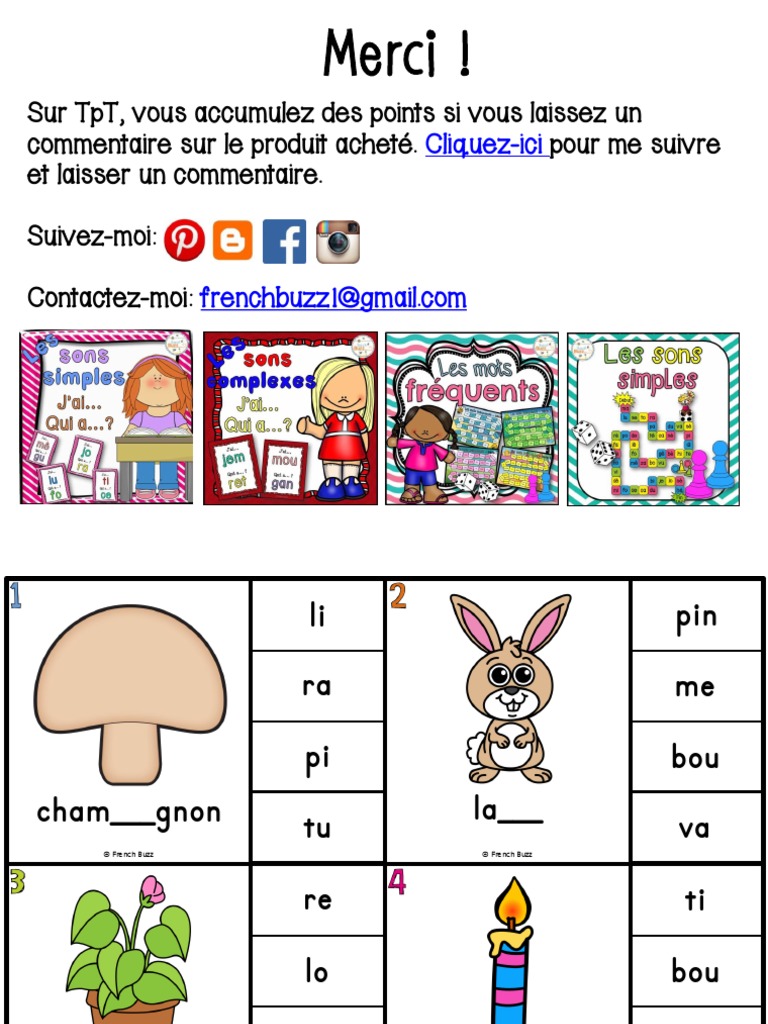 3 - Les Syllabes - Choisis La Syllabe Qui Manque - 60 Cartes | PDF ...