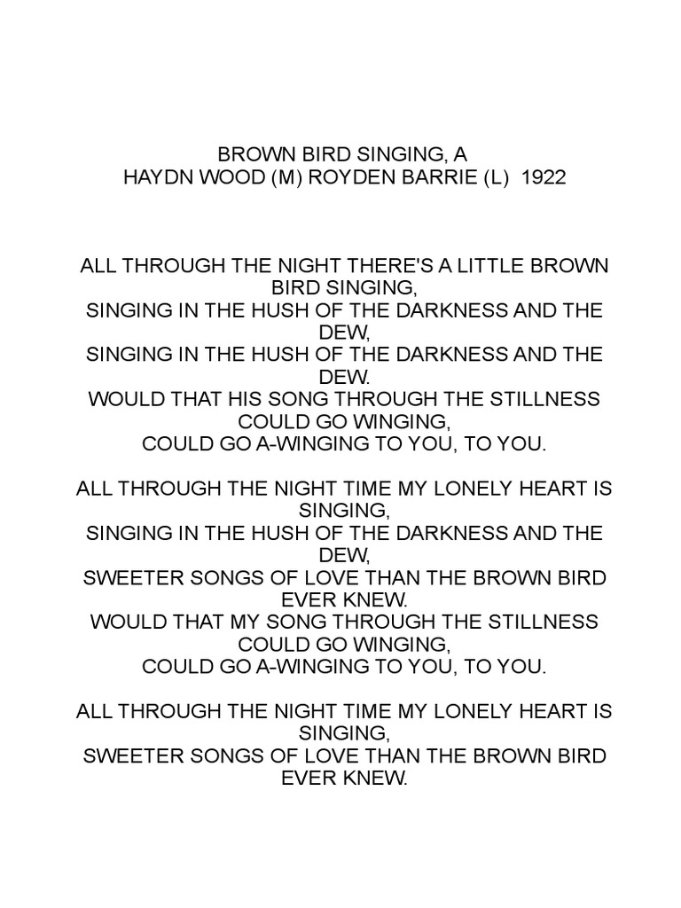 A Brown Bird Singing | PDF