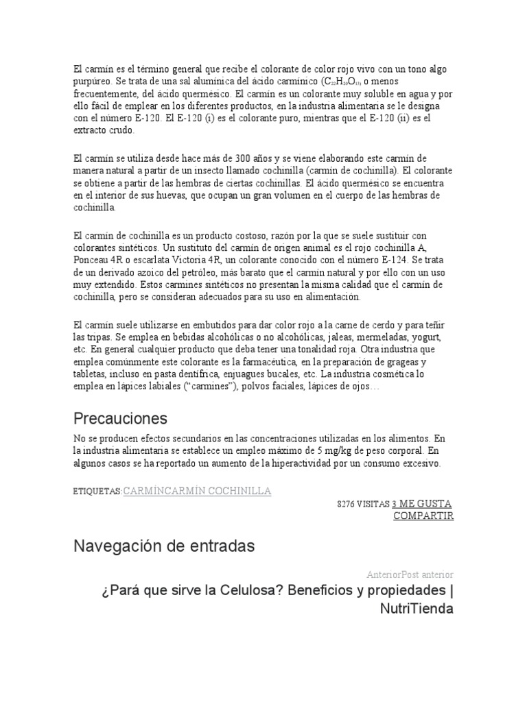 El Carmín Es El Término General Que Recibe El Colorante de Color Rojo ...