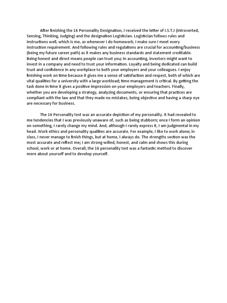 16 Personality Write | PDF